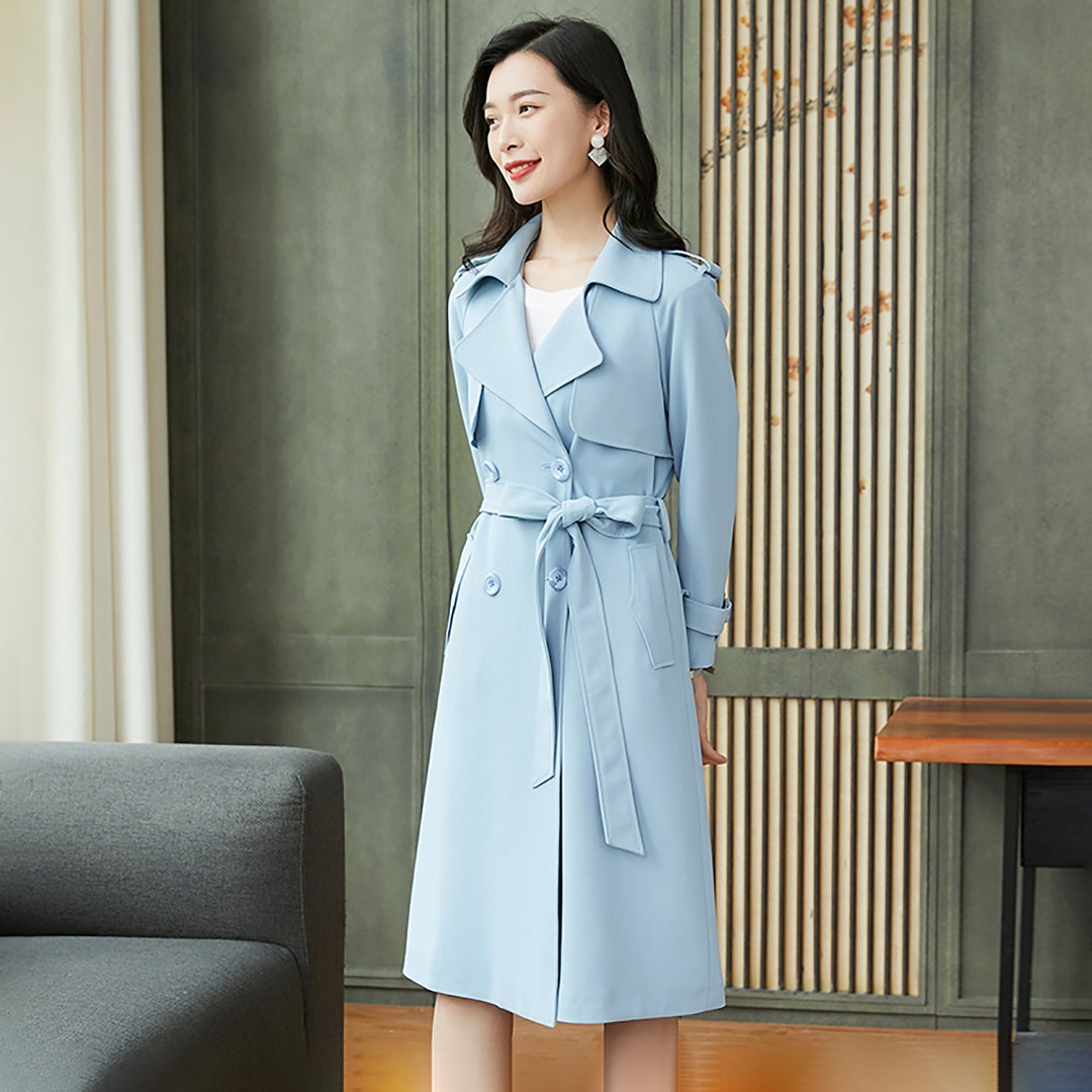 Women Custom Trench Coatblue Trench Jacketbeige Trench - Etsy