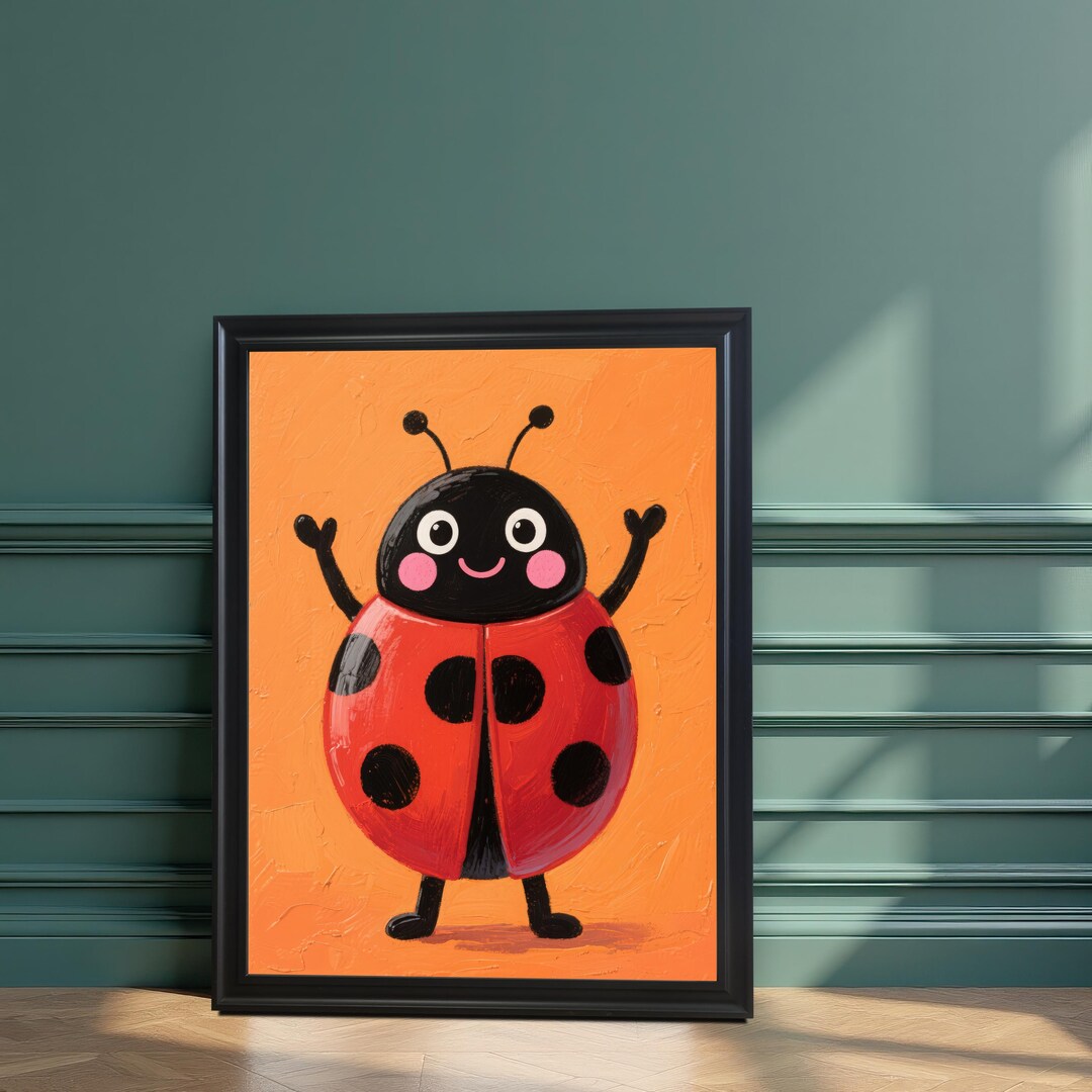 Ladybug Framed Wall Art: Kids Room Decor, Wood Frame - Etsy