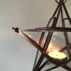 Star Glass Lantern. Hanging Star Tealight Lantern. - Etsy