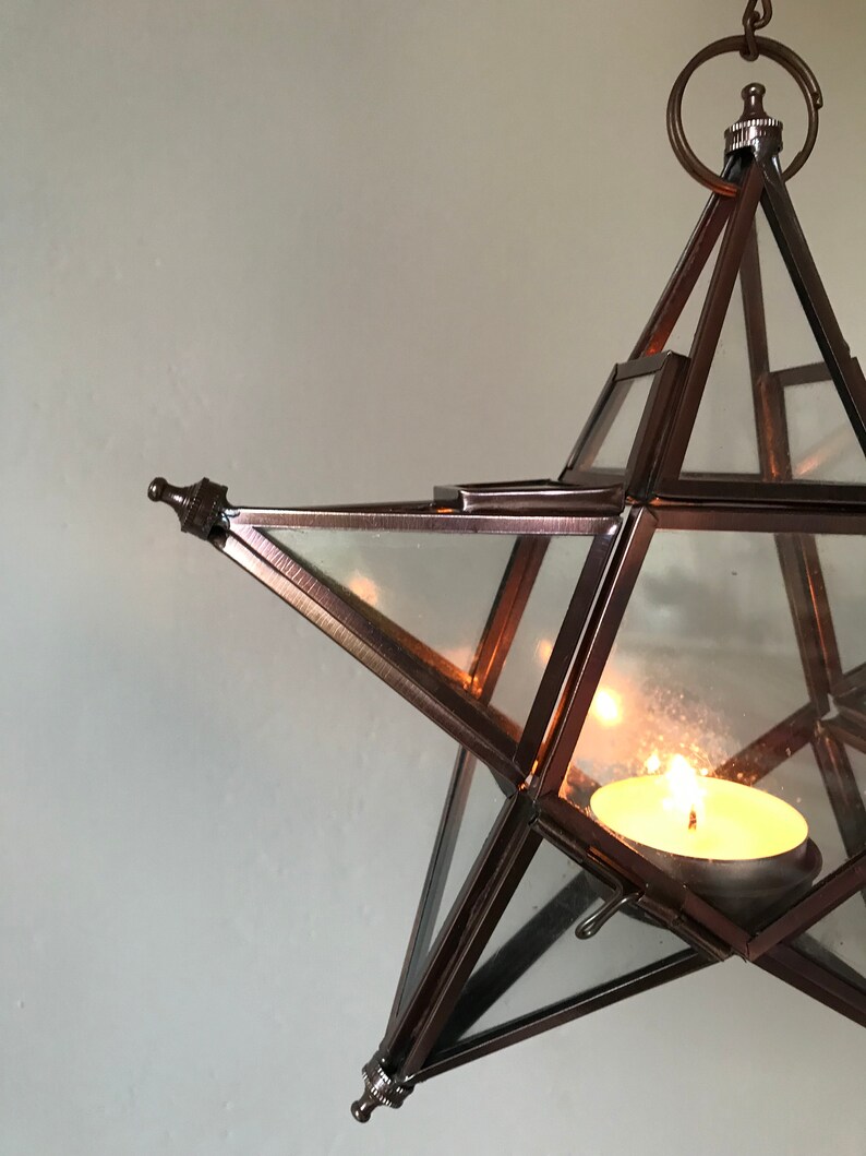 Star Glass Lantern. Hanging Star Tealight Lantern. - Etsy