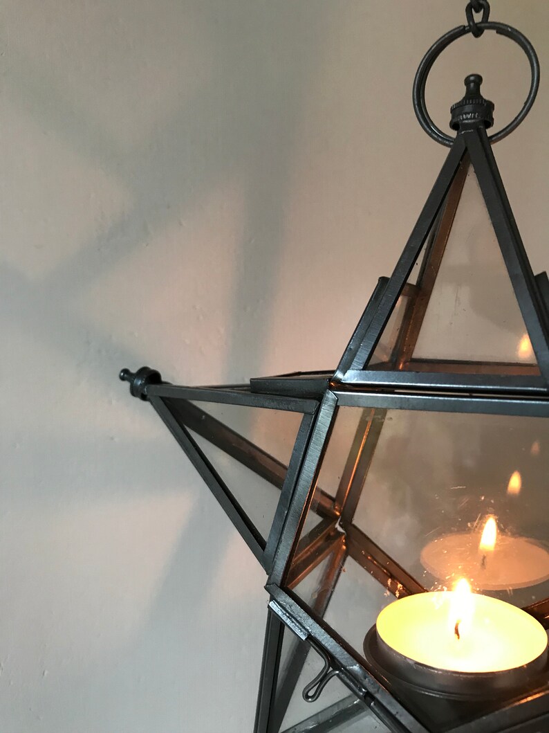 Star Glass Lantern. Hanging Star Tealight Lantern. | Etsy