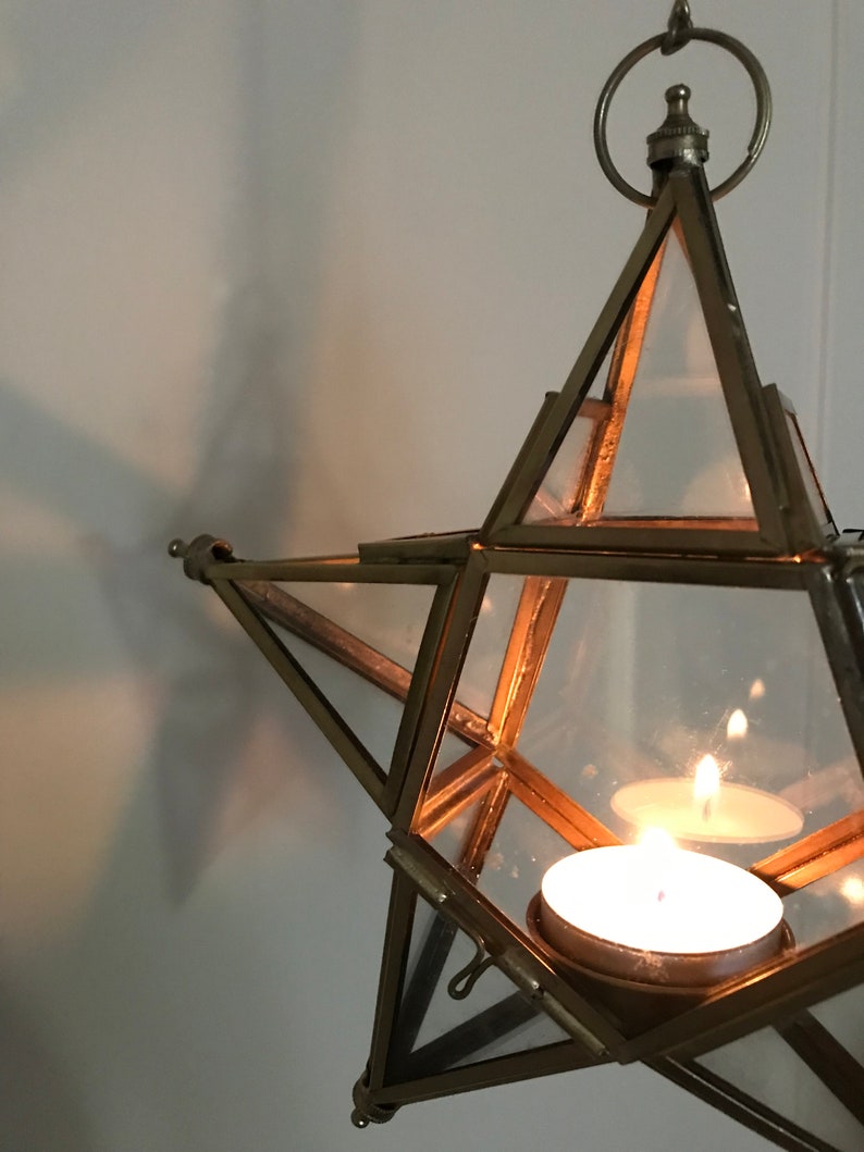 Star Glass Lantern. Hanging Star Tealight Lantern. | Etsy