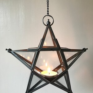 Star Glass Lantern. Hanging Star Tealight Lantern. - Etsy