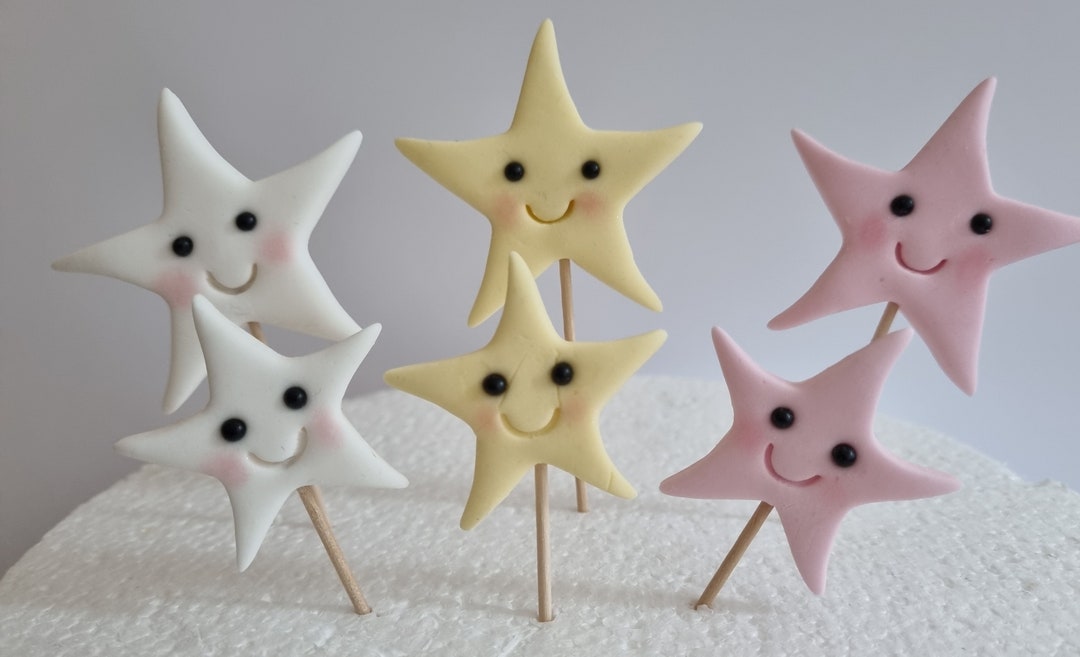 Edible Sugar Stars With Faces Cake & Cupcake Toppers. - Etsy