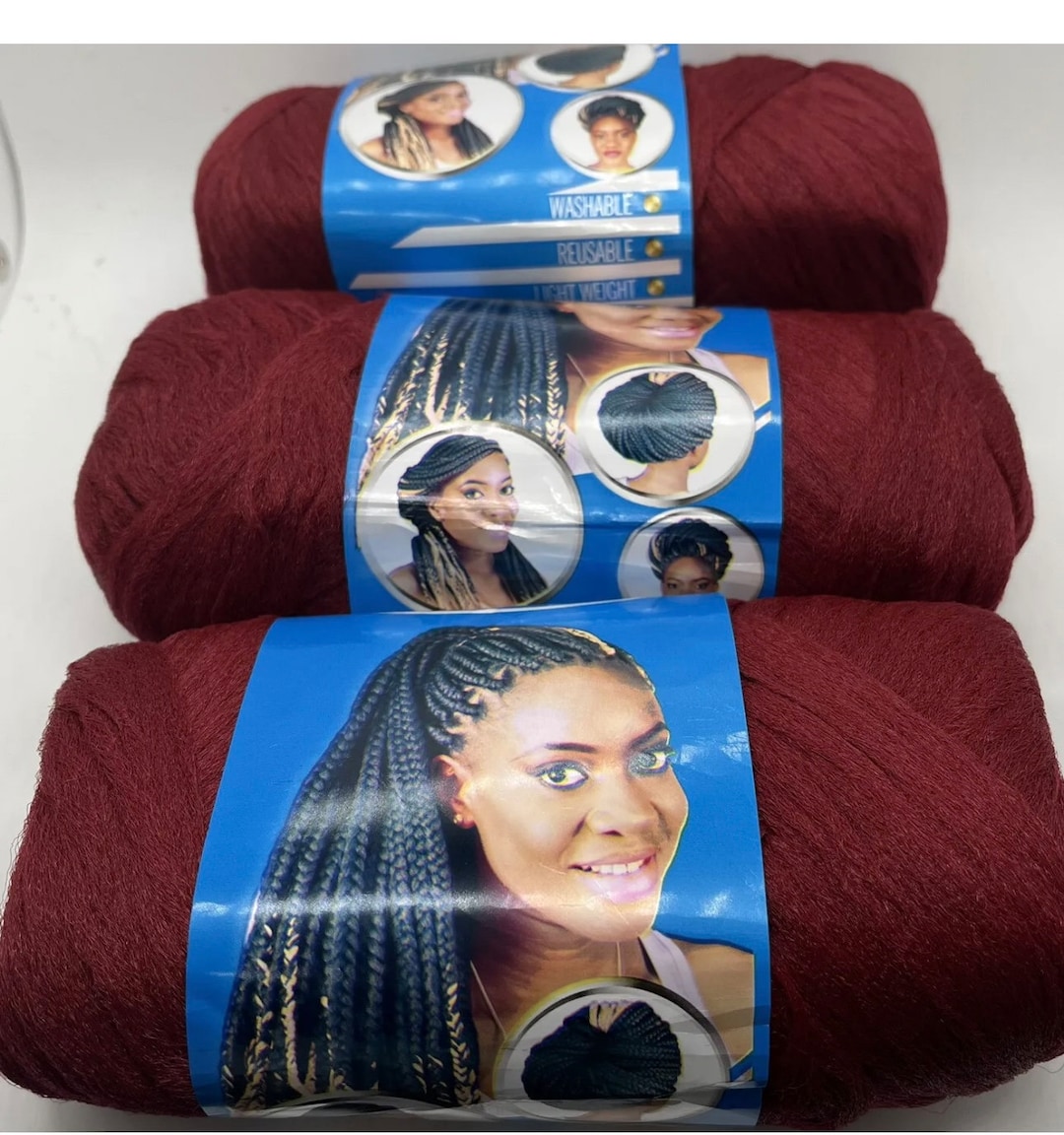 3 Rolls Brazil Brazilian Wool Hair Yarn for Braiding and Weaving Red ...