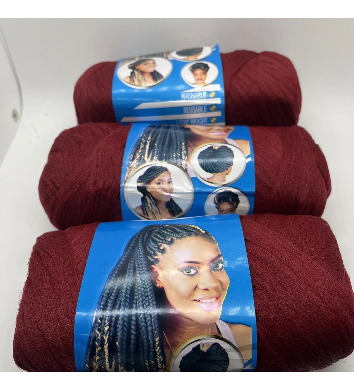 3 Rolls Brazil Brazilian Wool Hair Yarn for Braiding and Weaving Red ...