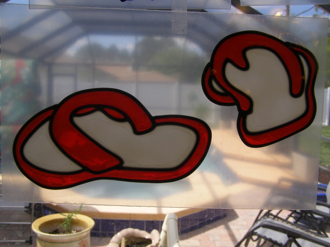 Flip Flops Stained Glass Window Cling - Suncatcher - Faux Stained Glass ...