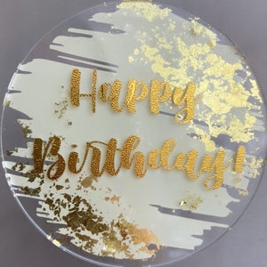 Gold Leaf Cake Topper 15cm Acrylic Cake Topper Personalised - Etsy UK
