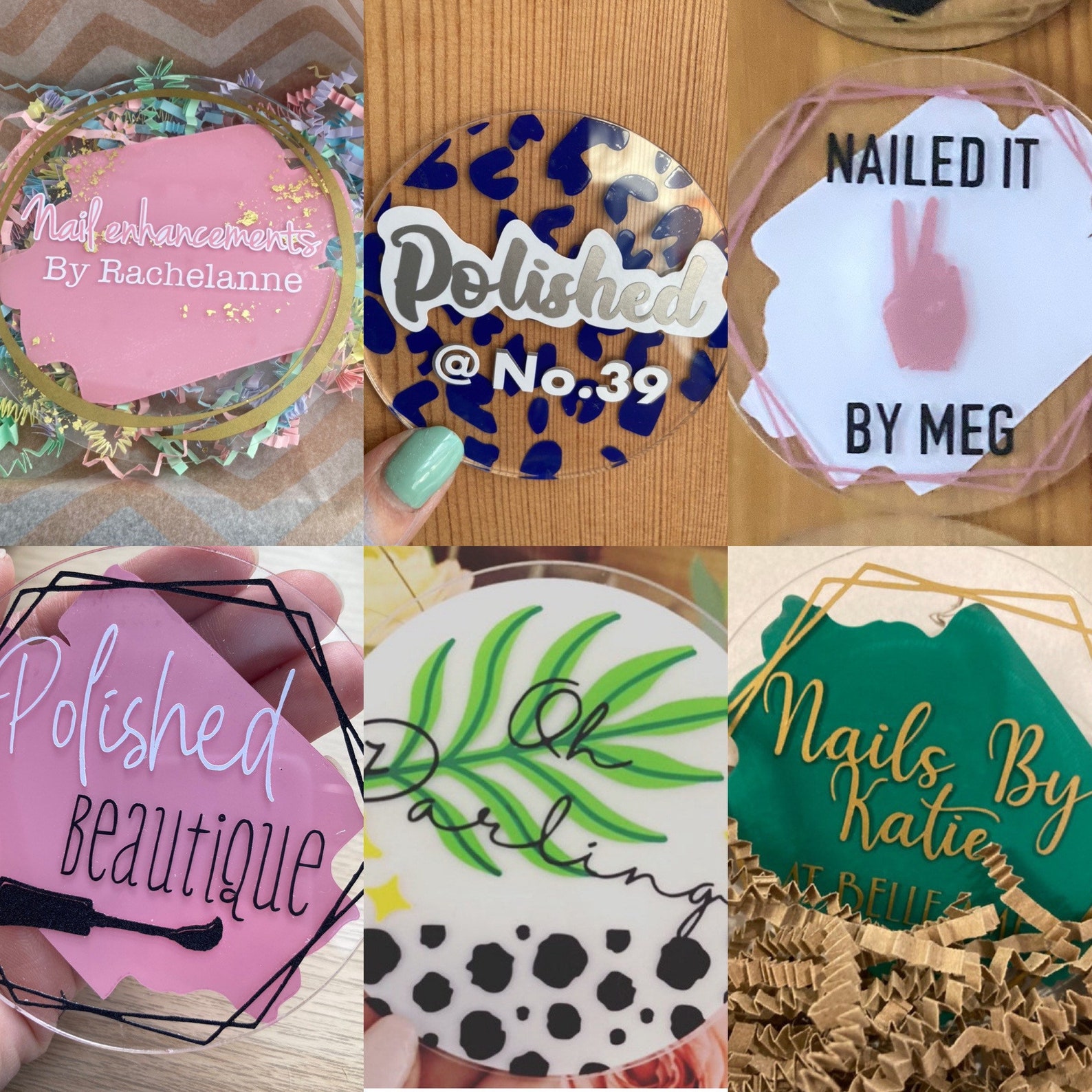 Name / Logo Acrylic Disc Nailfie Acrylic Disc Nail Art - Etsy