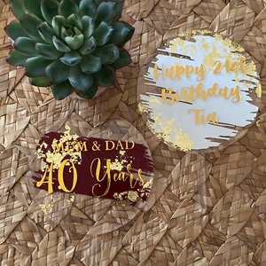 Gold Leaf Cake Topper 15cm Acrylic Cake Topper Personalised - Etsy UK