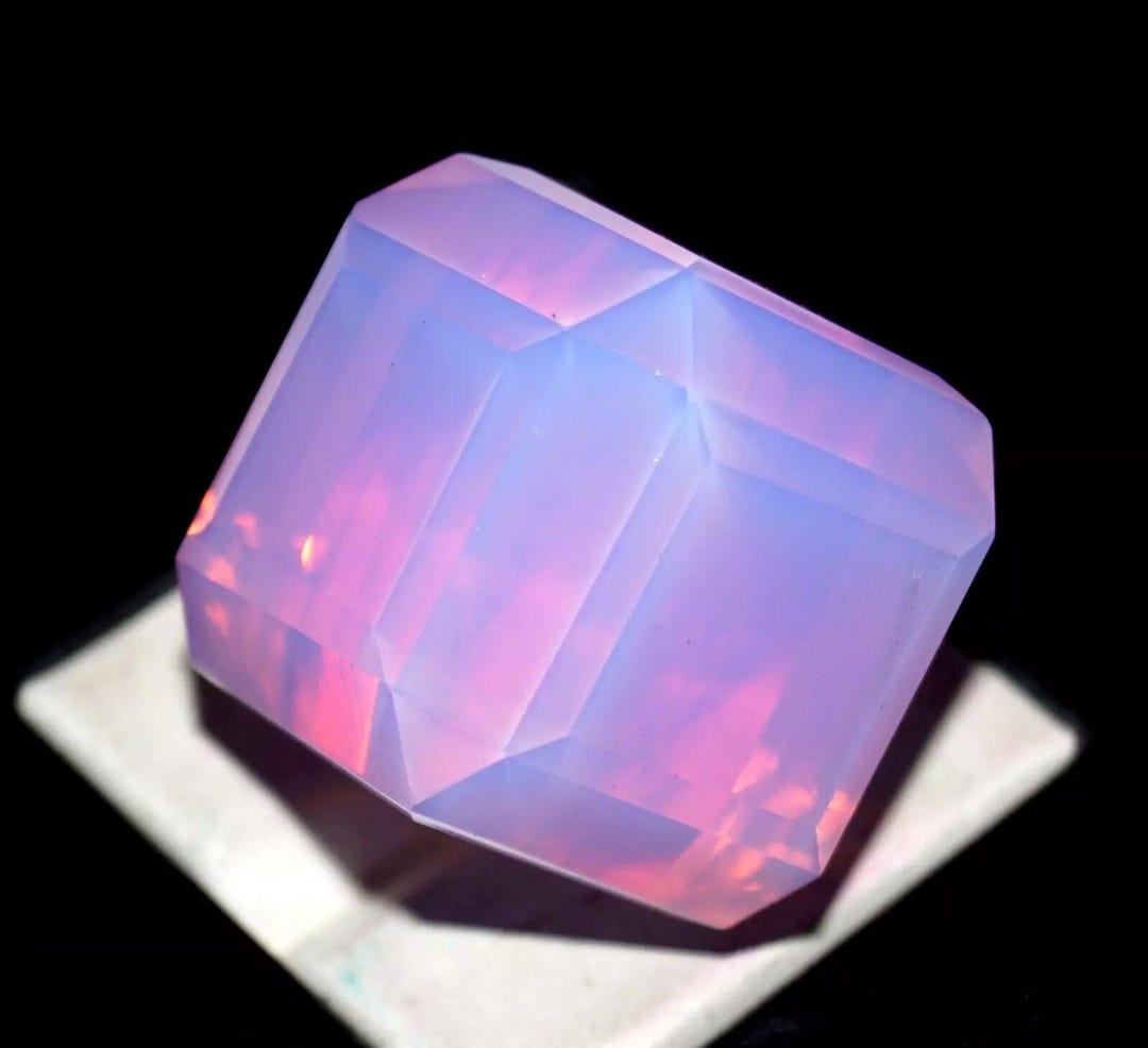 200 Ct Natural Pink Fire Opal Cube Welo Australian Certified Untreated ...