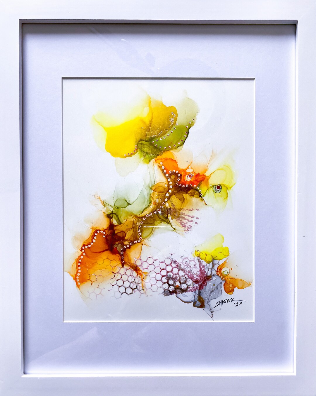 Framed Alcohol Ink Abstract Painting. - Etsy