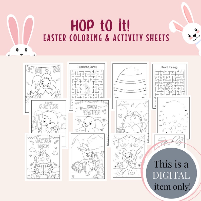 Printable Easter Bunny Activity Pages, 40 Pages Spring Activity Sheets ...
