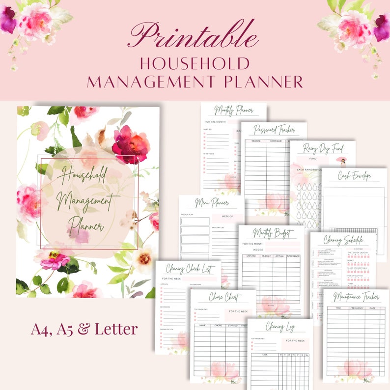 Simple Home Management Planner, Instant Download Home Organization ...