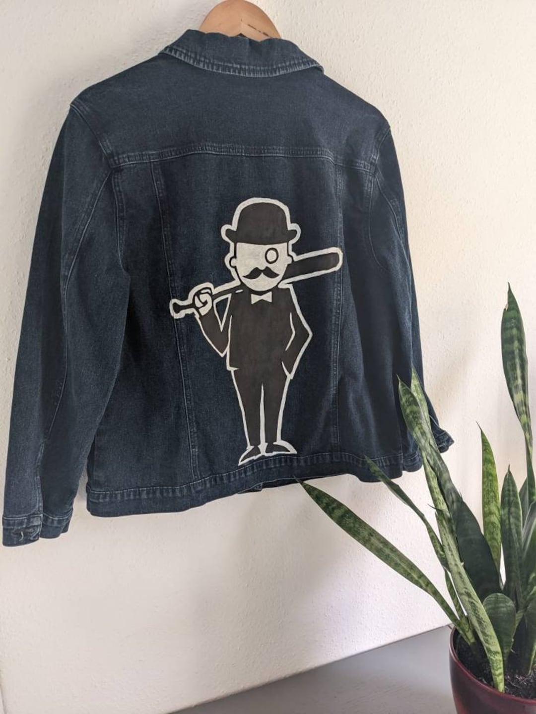 Painted Denim Jacket Riot Punk Rebel Upcycling Size 46 - Etsy