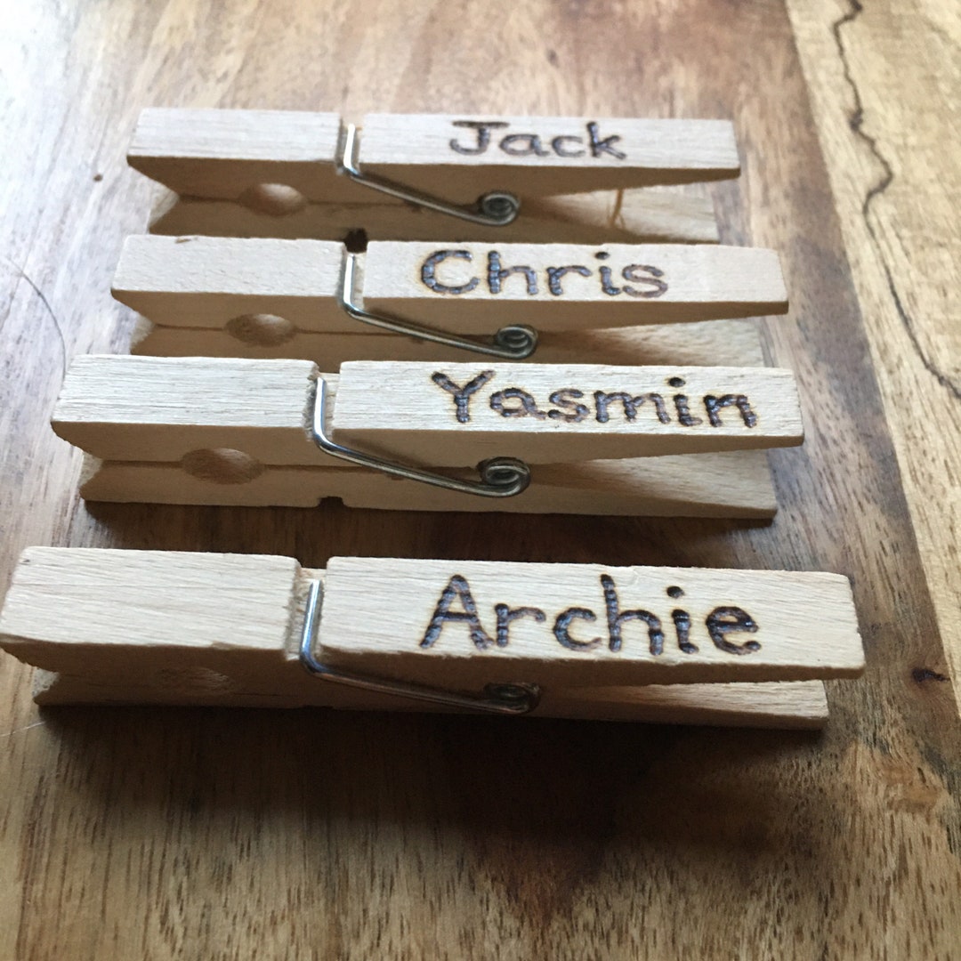 Pyrography Personalised Clothes Pegs Ideal for Self Registration ...