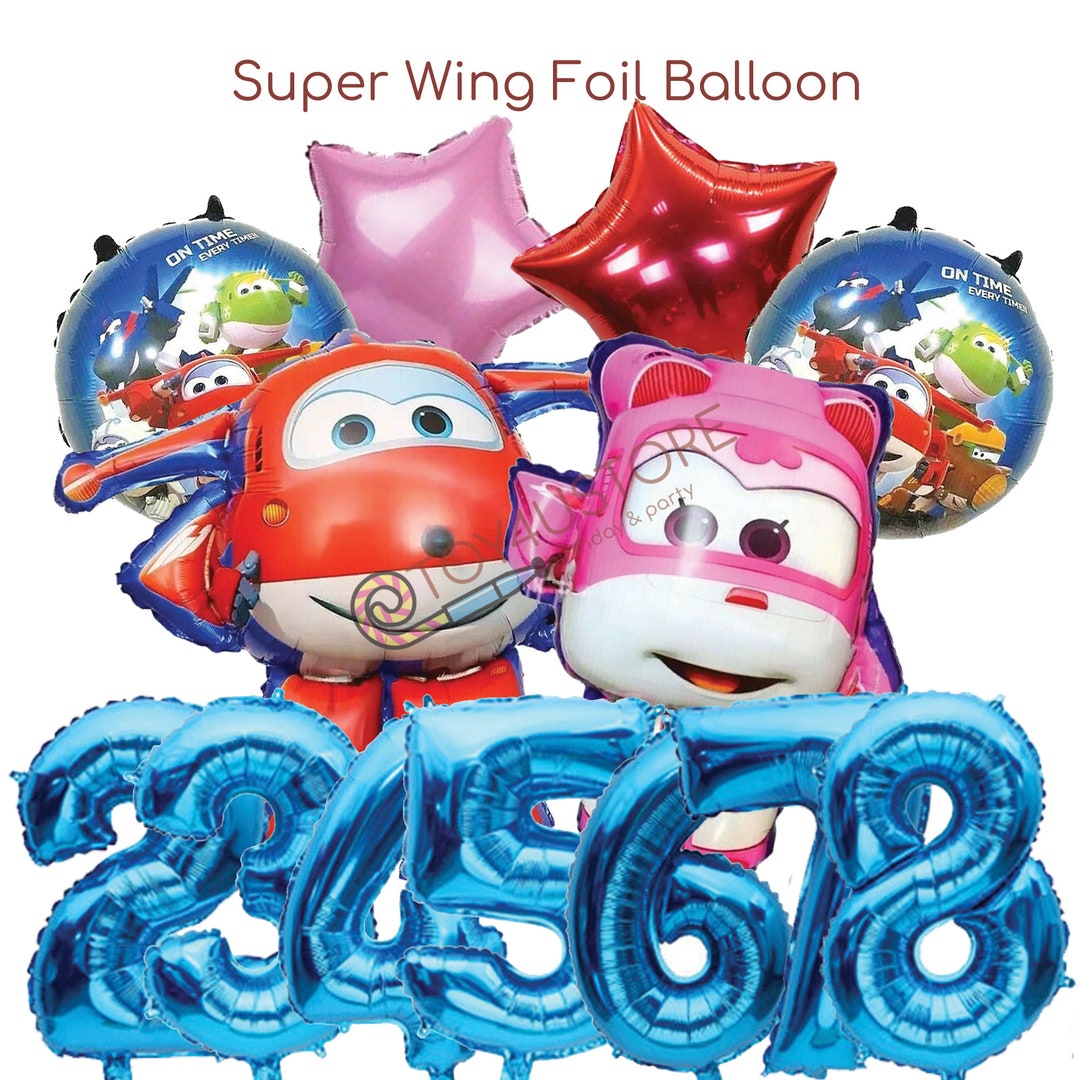 7pcs Super Wings Jett & Dizzy Foil Balloons Kids Birthday Party ...