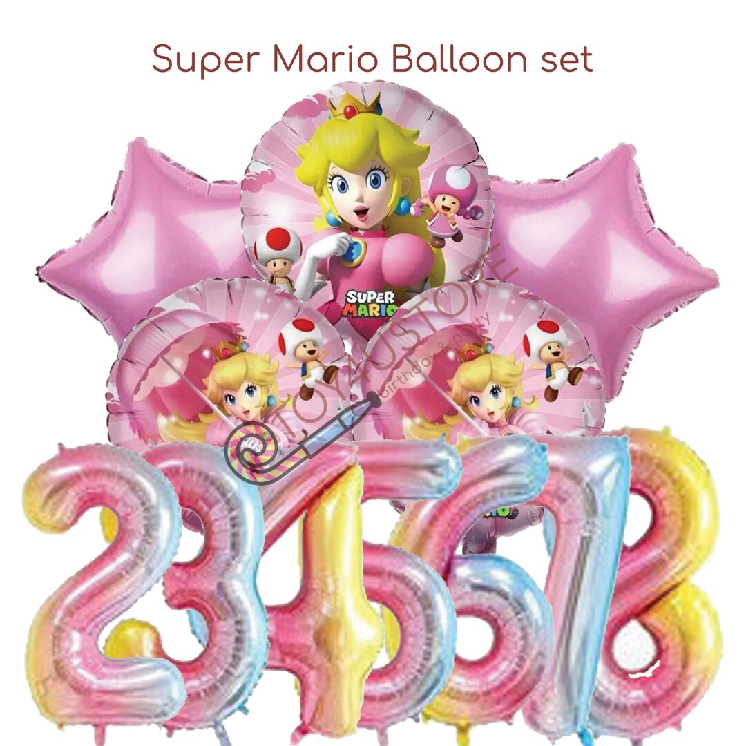 6pcs Super Mario Princess Peach Foil Balloons Birthday Party - Etsy