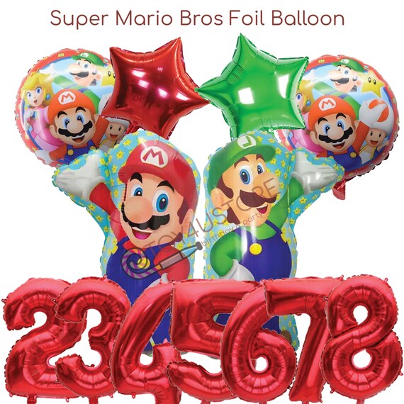 7pcs Super Mario Bros Foil Balloons Kids Birthday Party - Etsy