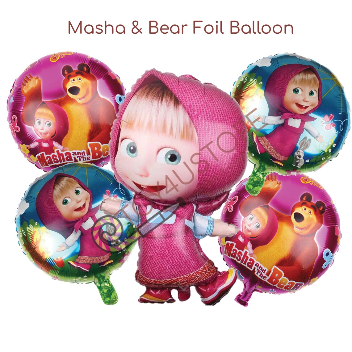 5pcs Masha and the Bear Foil Balloons for Kids Birthday Party ...