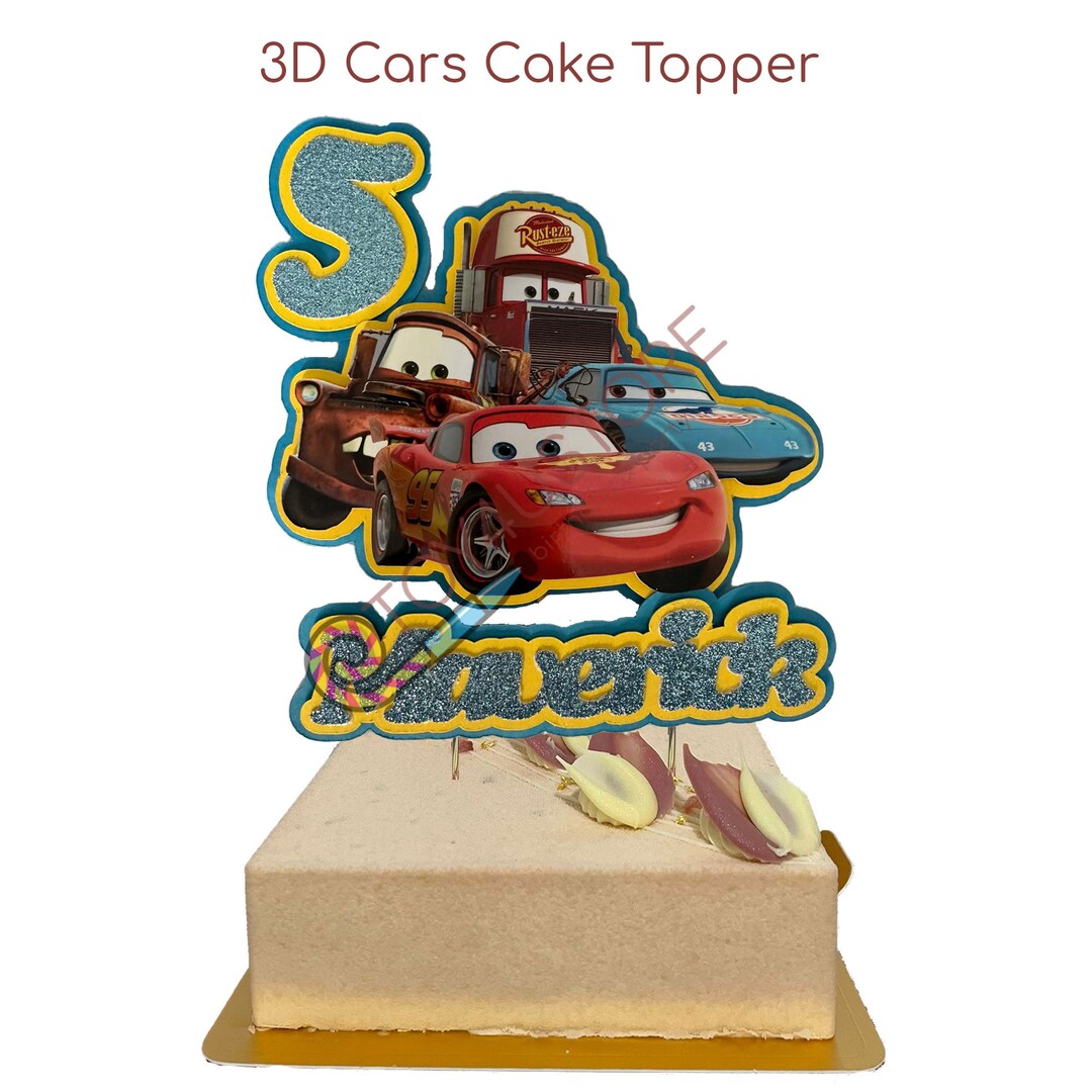 Personalise 3D Mcqueen Car Cake Topper With Name & Age Birthday Cake ...