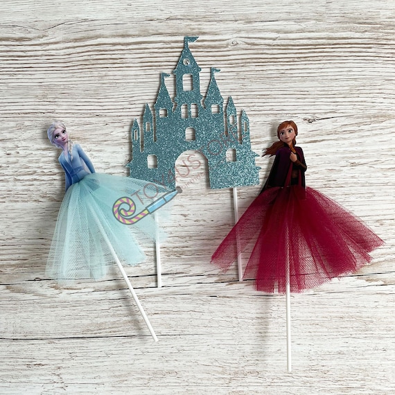 Frozen 2 Princess Elsa Anna & Disney Castle Cake Topper - Etsy