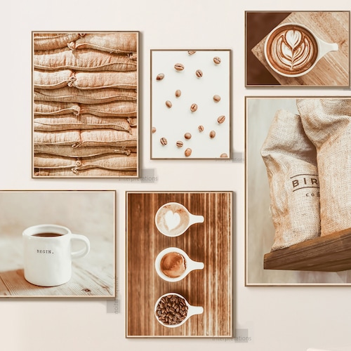 Coffee Print Set of 6 Coffee Printable Art Coffee Beans - Etsy