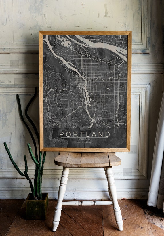Portland City Map Printable Map Portland Oregon Poster | Etsy