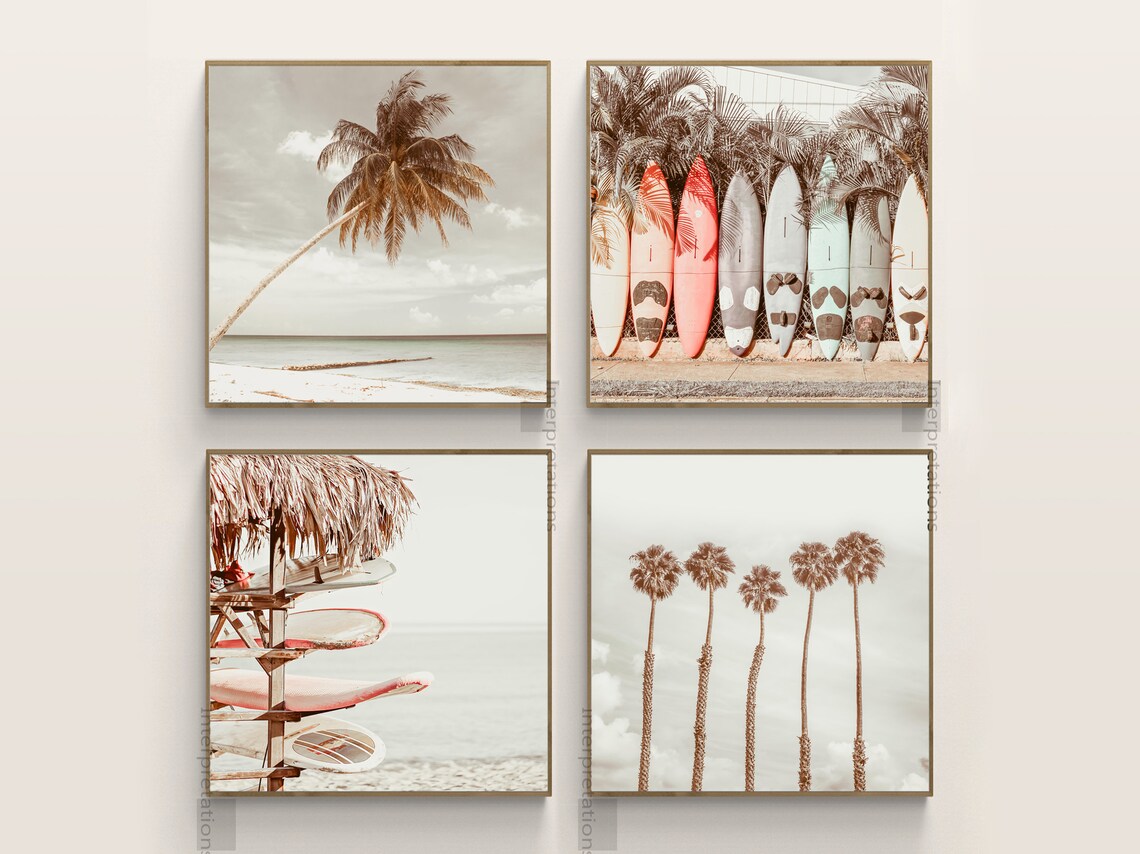 Beach DIY Wall Collage Kit of 30 Square Prints Surf Download - Etsy