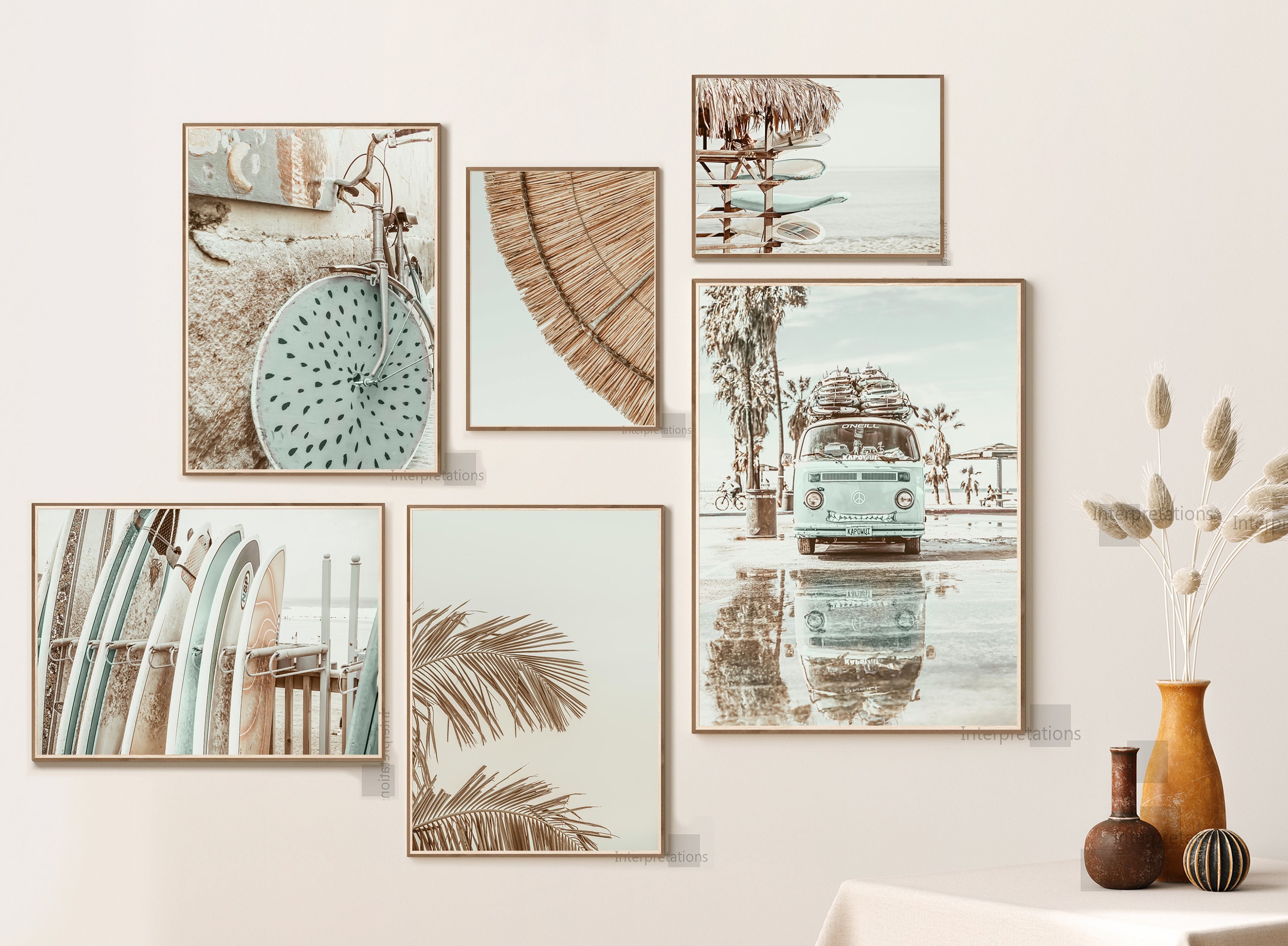 Summer Beach Print Set of 6, Tropical Prints, Printable Wall Decor, Van ...