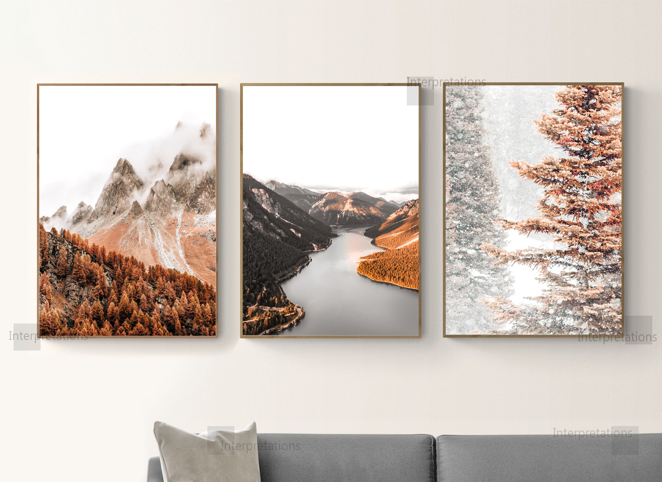 Mountain Print Set of 3 Nature Printable Art Mountain Wall - Etsy