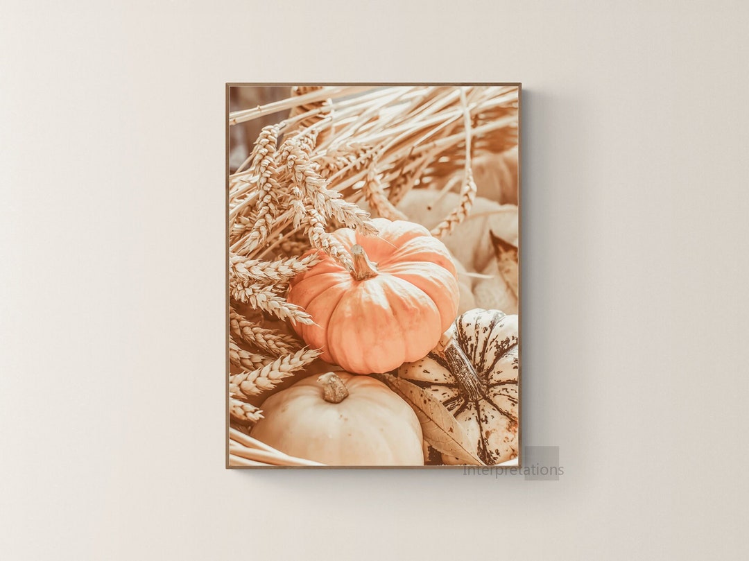 Fall Harvest Print, Fall Art, Pumpkins Digital Art, Farmhouse Autumn ...