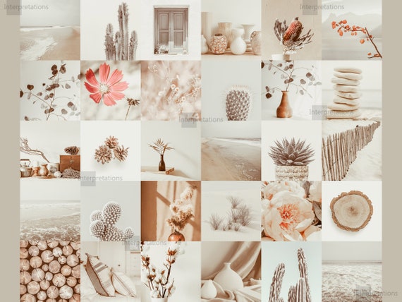 Neutral DIY Wall Collage Kit of 30 Square Prints Nature Dorm - Etsy