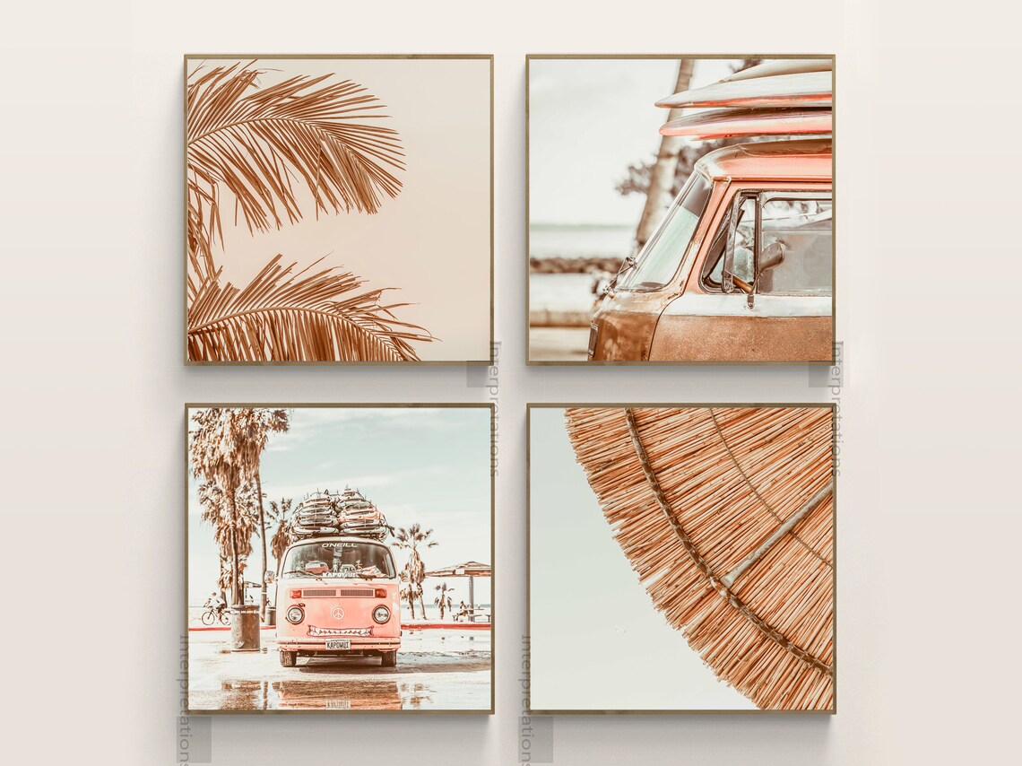 Beach DIY Wall Collage Kit of 30 Square Prints Surf Download - Etsy