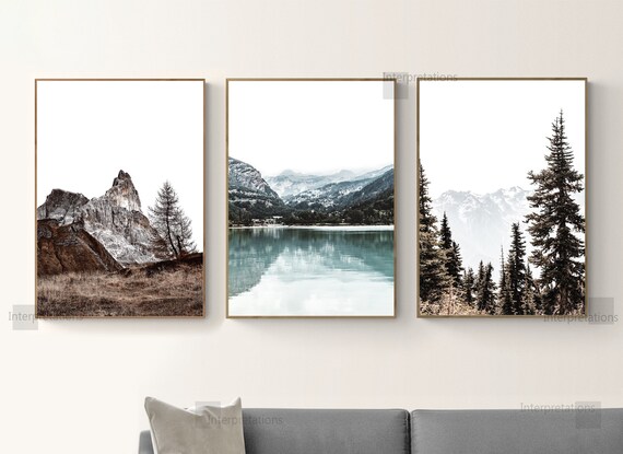 Mountain Print Set of 3 Nature Printable Art Mountain Wall | Etsy