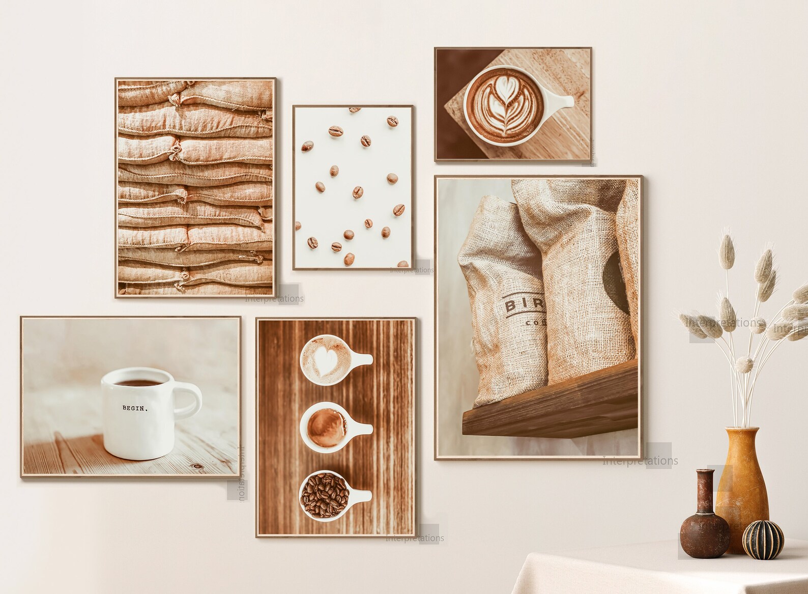 Coffee Print Set of 6 Coffee Printable Art Coffee Beans - Etsy