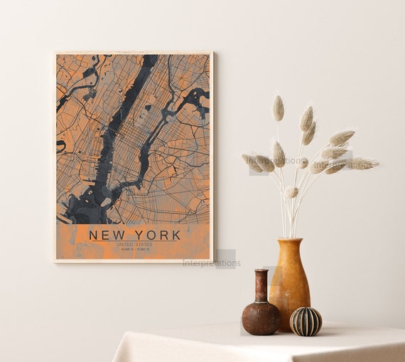 New York City Map Printable New York Map New York Poster | Etsy