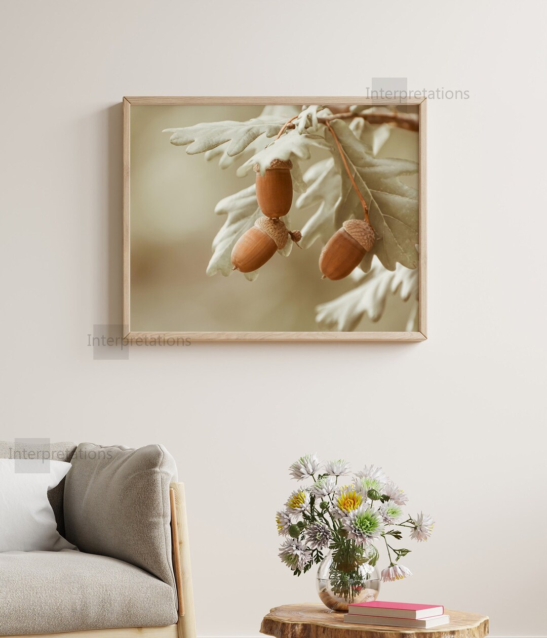 Acorns Print, Fall Art, Fall Digital Art, Minimal Autumn Art, Rustic ...