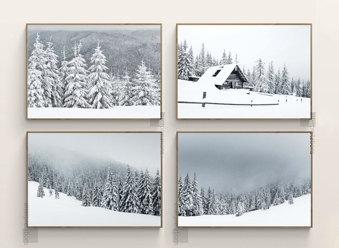 Snow Mountain Print Set of 4 Winter Nature Printable Art - Etsy
