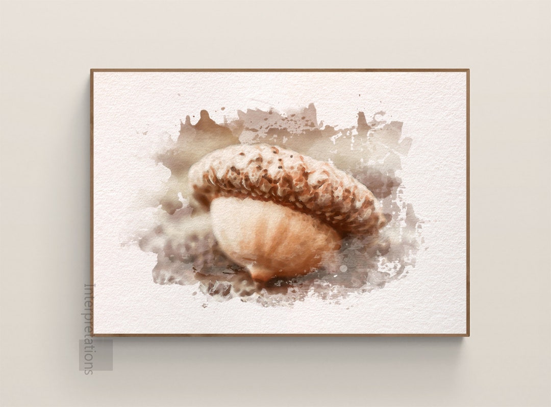 Acorn Print, Fall Art, Watercolor Fall Digital Art, Minimal Autumn Art ...
