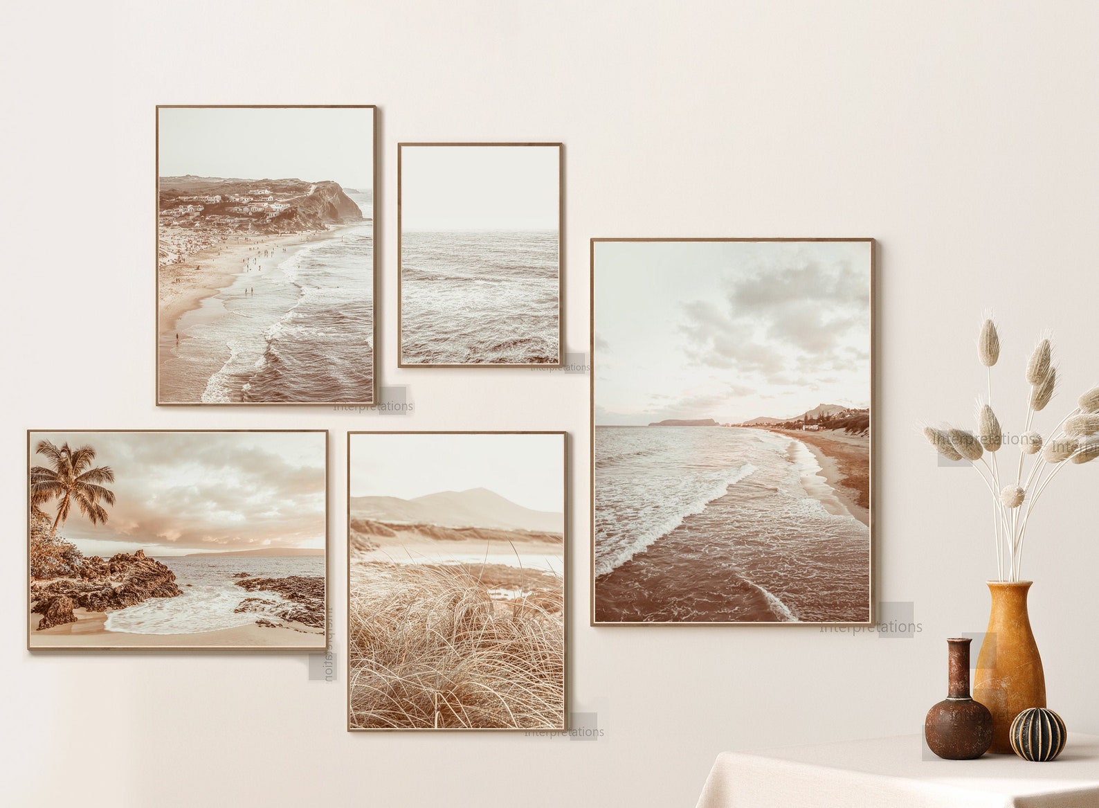 Neutral Beach Print Set of 5 Ocean Shore Art Prints | Etsy