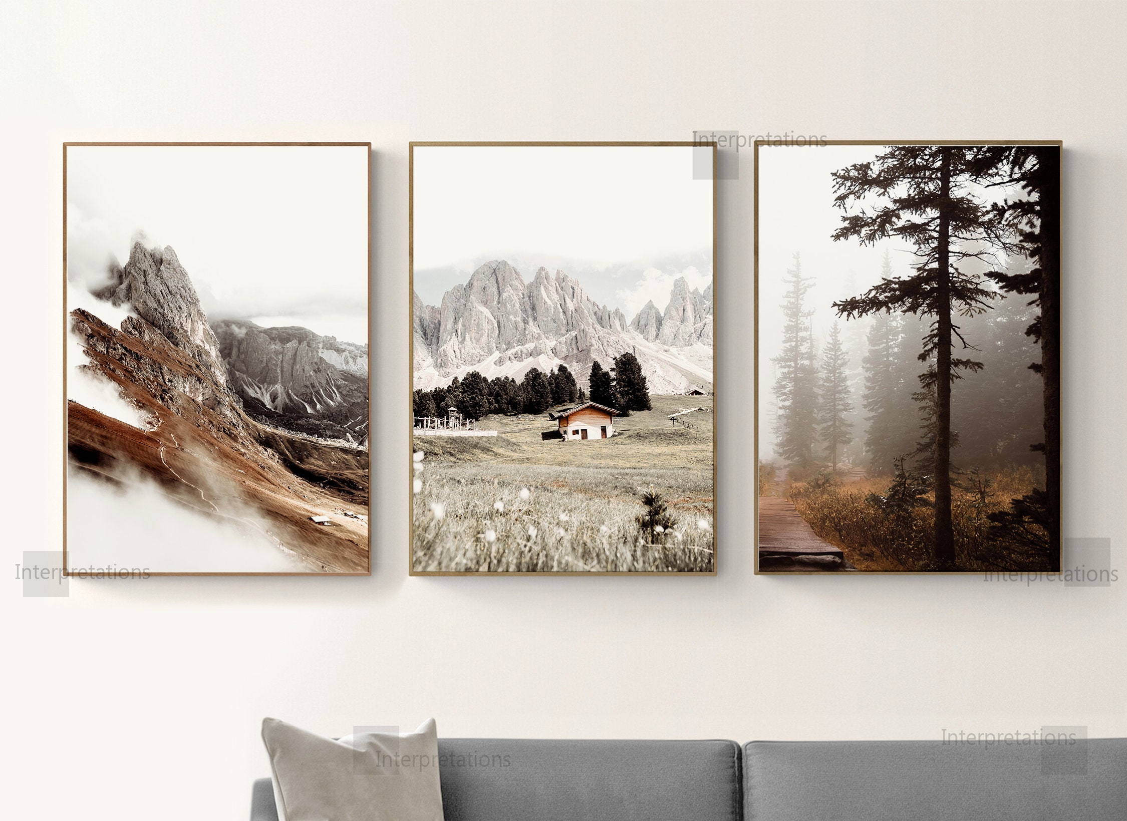 Mountain Print Set of 3 Nature Printable Art Mountain Forest - Etsy