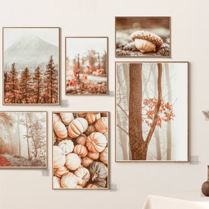 Fall Print Set of 6, Autumn Nature Printable Art, Pumpkins, Acorn ...