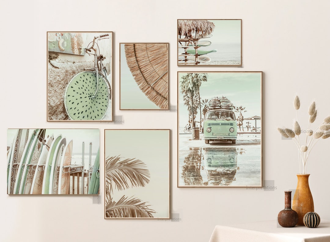 Summer Beach Print Set of 6, Tropical Prints, Printable Wall Decor, Van ...