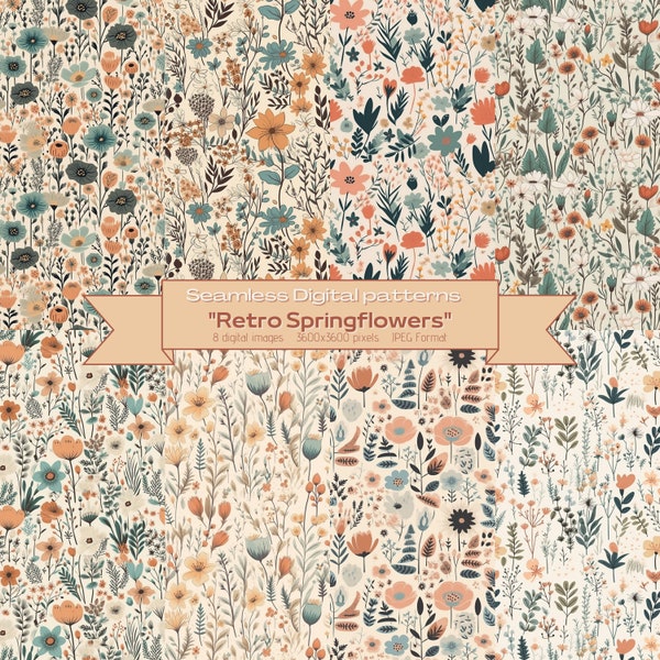 Retro Digital Papers - Etsy