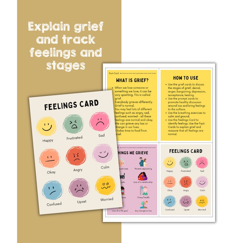 Grief Cards for Kids Help Children Understand Grief Age 5 - Etsy