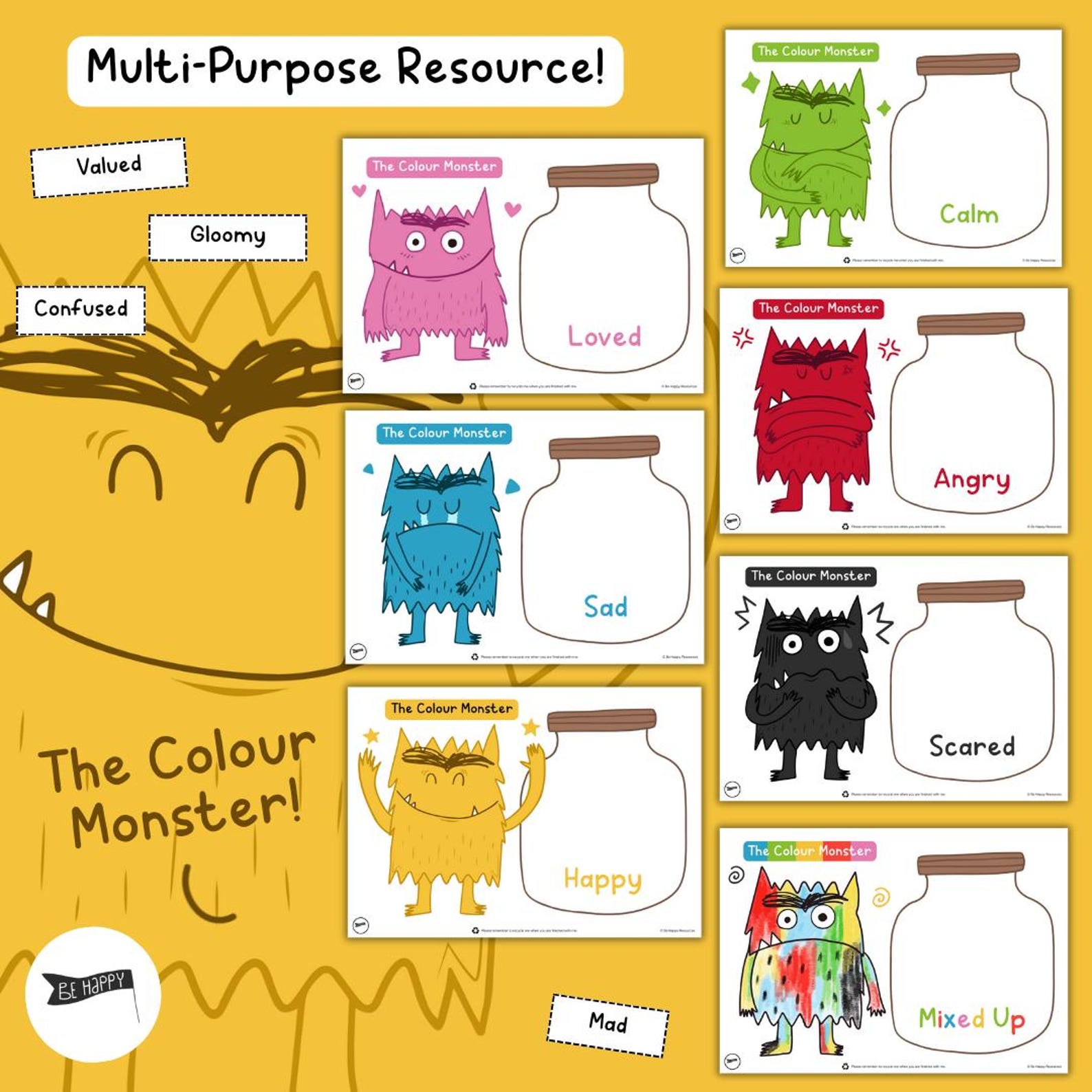 Colour Monster Activity Jars | Multi-purpose Emotion Literacy Resource ...
