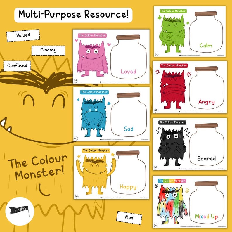 Colour Monster Activity Jars | Multi-purpose Emotion Literacy Resource ...