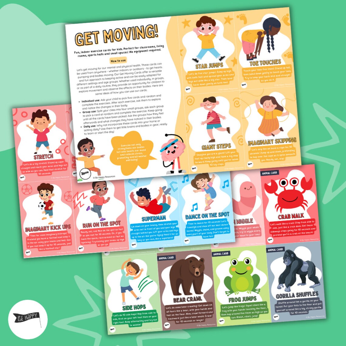 Get Moving! Exercise Flashcards for Kids - 20 Fun and Child-friendly ...