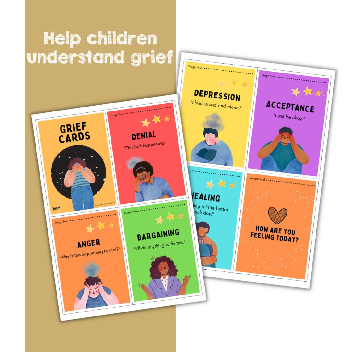 Grief Cards for Kids Help Children Understand Grief Age 5 - Etsy